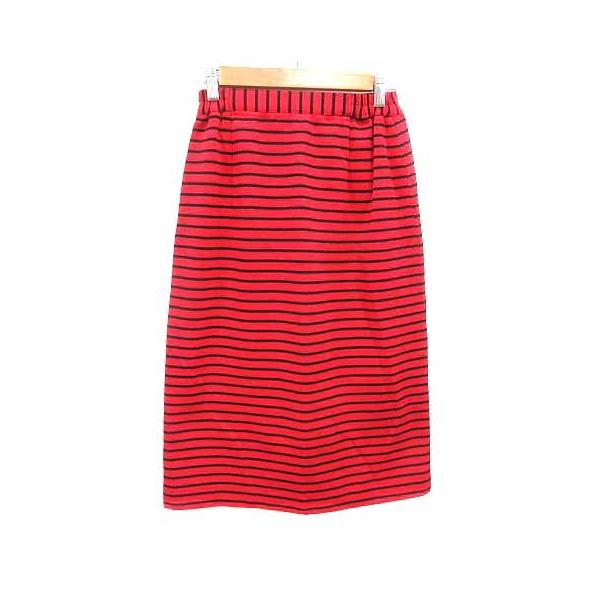 ELEGANT SPORTS BY ADONE タイトスカート ミモレ ロング ボーダー 7 S 赤 レッド 黒 ブラック /YK レディース【表記サイズ】7（日本サイズS程度）【実寸サイズ】ウエスト：約50〜cm　ヒップ：約82cm　スカ...