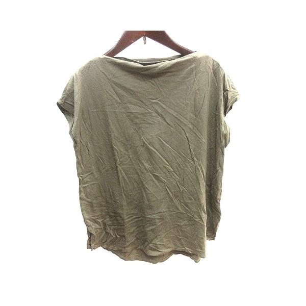 オーベル AubeL カットソー ドレープ フレンチスリーブ M カーキ 緑 グリーン /AU レディース【表記サイズ】M【実寸サイズ】身幅：約47cm　着丈：約57cm　ゆき丈：約30cm　　【素材】綿50%レーヨン50%【色】カーキ【状...