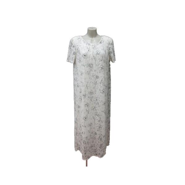 未使用品 メリルトリープ meril toreep ワンピース ロング 花柄 半袖 9 白 ホワイト 黒 ブラック /MS ●RY レディース【表記サイズ】9（日本サイズM程度）【実寸サイズ】肩幅：約35cm　身幅：約50cm　袖丈：約22...