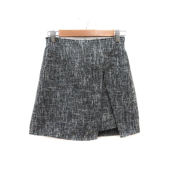 ビーアメント VEHEMENT.. 台形スカート ミニ ツイード M 黒 ブラック 白 ホワイト /MS ●RY レディース【表記サイズ】M【実寸サイズ】ウエスト：約64cm　ヒップ：約90cm　スカート丈：約41cm　　【素材】表地　ポリ...