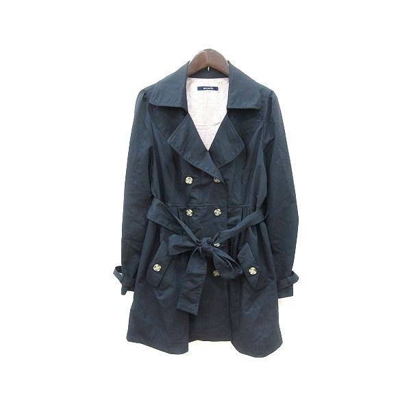 ミラヴィール miraville トレンチコート ダブル 総裏地 F 紺 ネイビー /MN レディース【表記サイズ】F【実寸サイズ】肩幅：約34cm　身幅：約44cm　袖丈：約58cm　着丈：約75cm　　【素材】表地 ポリエステル80％ ...