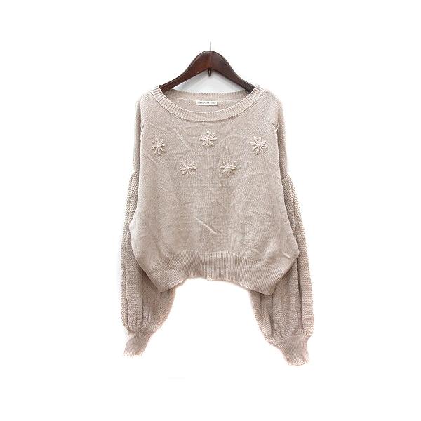 ナイスクラップ NICE CLAUP continuer de NICE CLAUP ニット セーター 刺繍 長袖 F ベージュ /MN レディース【ブランド】ナイスクラップ NICE CLAUP【表記サイズ】F【実寸サイズ】身幅：約54c...