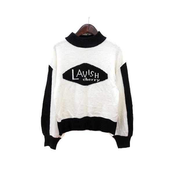 ナイスクラップ NICE CLAUP continuer de NICE CLAUP ニット セーター 総柄 長袖 F 白 ホワイト 黒 ブラック /MN レディース【ブランド】ナイスクラップ NICE CLAUP【表記サイズ】F【実寸サイ...