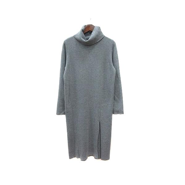 イーブス YEVS ワンピース ニット ひざ丈 タートルネック 長袖 F グレー /MN レディース【ブランド】イーブス YEVS【表記サイズ】F【実寸サイズ】肩幅：約34cm　身幅：約44cm　袖丈：約56cm　総丈：約96cm　　【素材...