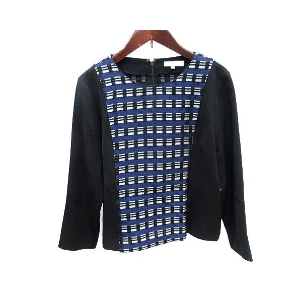 レステラ LESTERA シャツ ブラウス 切替 ボーダー チェック 七分袖 38 M 黒 ブラック /AU レディース【表記サイズ】38（日本サイズM程度）【実寸サイズ】肩幅：約37cm　身幅：約46cm　着丈：約50cm　袖丈：約49c...