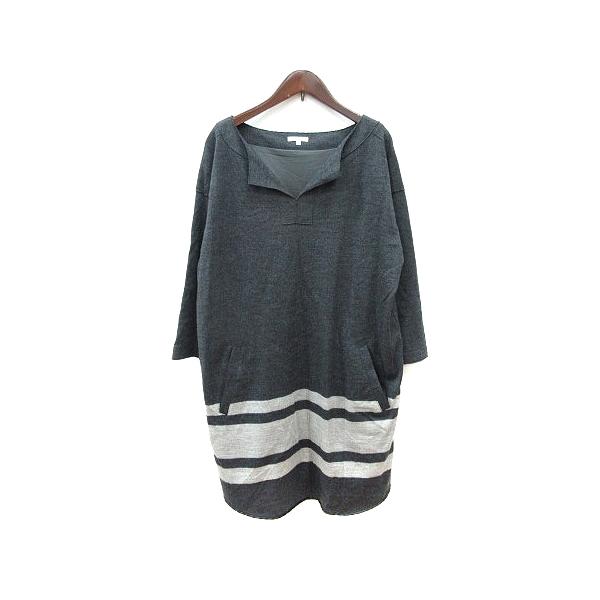 エンスウィート レナウン ensuite ワンピース ミニ ボーダー 長袖 3 L グレー /MN レディース【ブランド】エンスウィート レナウン ensuite【表記サイズ】3（日本サイズL相当）【実寸サイズ】身幅：約52cm　着丈：約8...