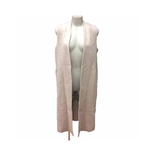 ユアーズ urs Know Your Rights ロングベスト ジレ 前開き 総裏地 ヘリンボーン柄 S ベージュ /YK レディース【表記サイズ】S【実寸サイズ】身幅：約42cm　着丈：約104.5cm　　【素材】表地 ポリエステル10...