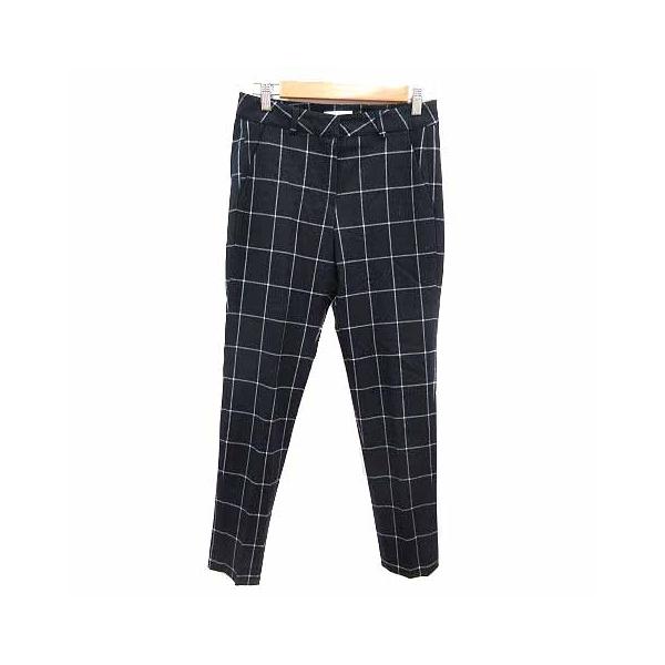 ラス rous スラックスパンツ チェック 36 S 紺 ネイビー /YK レディース【表記サイズ】36（日本サイズS程度）【実寸サイズ】ウエスト：約67cm　もも幅：約23.5cm　裾幅：約13cm　股上：約24cm　股下：約68.5cm...