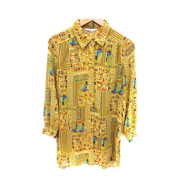 St grics シャツ ブラウス 長袖 総柄 13 マスタード /RT レディース【表記サイズ】13【実寸サイズ】肩幅：約40cm　身幅：約54cm　着丈：約80〜90cm　袖丈：約54cm　　【素材】ポリエステル100％【色】マスタード...