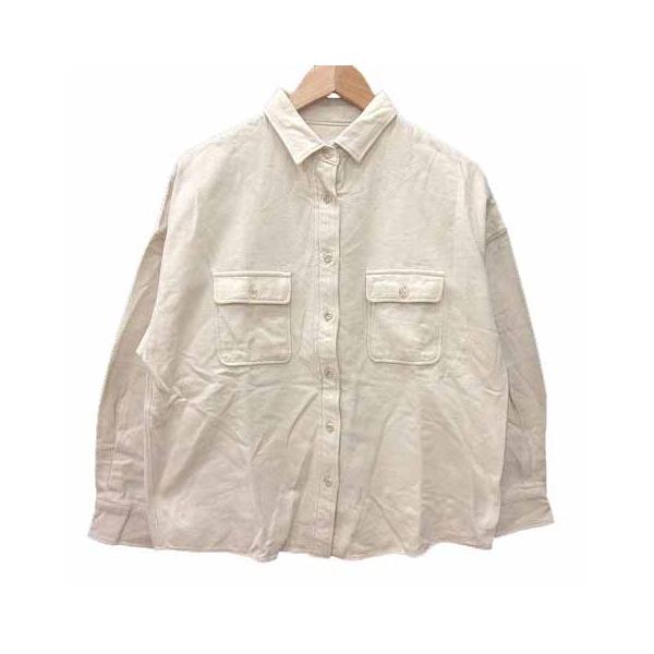 アムハースト amherst シャツジャケット 長袖 M アイボリー 白 ホワイト /YK レディース【表記サイズ】M【実寸サイズ】身幅：約57.5cm　着丈：約65cm　ゆき丈：約80cm　　【素材】綿100％【色】アイボリー【状態】ごく...