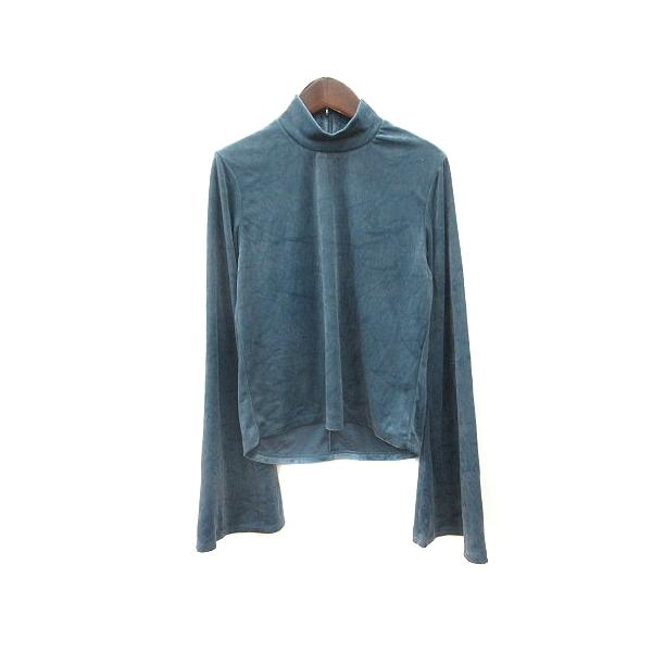 ジアディ THEAD+ カットソー ハイネック 長袖 ベロア 36 S 青 ブルー /MN レディース【表記サイズ】36（日本サイズS相当）【実寸サイズ】肩幅：約34cm　身幅：約43cm　着丈：約53cm　袖丈：約67cm　　【素材】トリ...