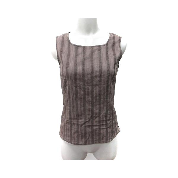 メル MLLE オンワード樫山 シャツ ブラウス ノースリーブ ストライプ 刺繍 9 M 茶 ブラウン /YI レディース【ブランド】メル MLLE オンワード樫山【表記サイズ】9（Mサイズ）【実寸サイズ】身幅：約41cm　総丈：約52cm...