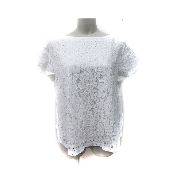 モカサン mocassin シャツ ブラウス プルオーバー 総レース 半袖 2 M 白 ホワイト /YI レディース【表記サイズ】2（Mサイズ）【実寸サイズ】肩幅：約46cm　身幅：約50cm　着丈：約51cm　袖丈：約10cm　　【素材】...