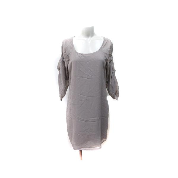 スリーハンドレッドサーティーデイズ Three hundred thirty Days ワンピース ひざ丈カットアウト 七分袖 38 M モカ /YI レディース【表記サイズ】38（Mサイズ）【実寸サイズ】身幅：約44cm　着丈：約79cm...