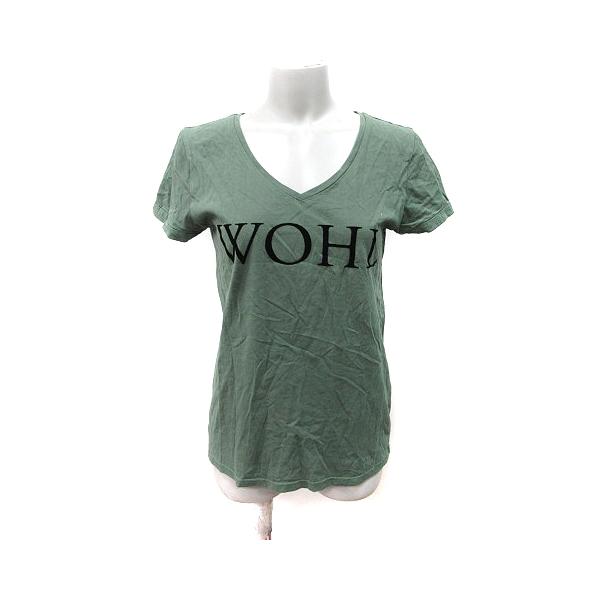 ジュールドランゲージ JOUR de LANGUAGE Tシャツ カットソー 半袖 Vネック 1 S 緑 カーキ /YI レディース【表記サイズ】1（Sサイズ）【実寸サイズ】肩幅：約36cm　身幅：約45cm　着丈：約55cm　袖丈：約14...