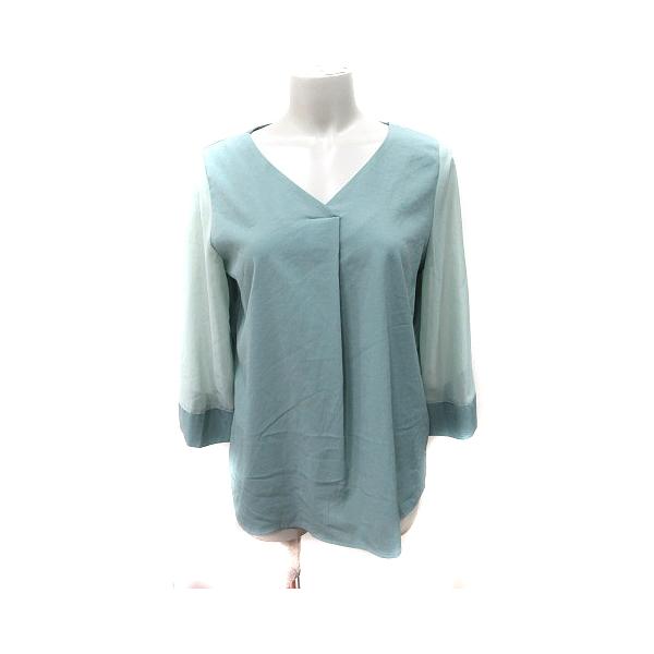 クリー コンフォルト crie conforto ブラウス プルオーバー 七分袖 切替 シフォン M ミントグリーン /YI レディース【表記サイズ】M【実寸サイズ】肩幅：約35cm　身幅：約49cm　着丈：約55cm　袖丈：約44cm　　...