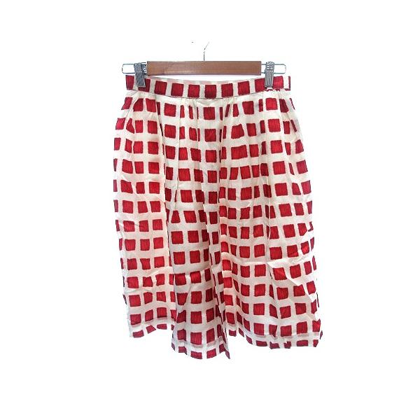 レステラ LESTERA フレアスカート ひざ丈 チェック 38 M アイボリー 白 ホワイト /AU レディース【表記サイズ】38（日本サイズM程度）【実寸サイズ】ウエスト：約64cm　ヒップ：約106cm　スカート丈：約57cm　　【素...