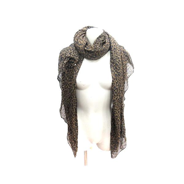 ファビアンルー Fabiane Roux ストール マフラー 大判 レオパード ヒョウ柄 茶 ブラウン /AU レディース【表記サイズ】サイズ表記なし(実寸サイズをご覧ください)【実寸サイズ】全長（フリンジ含まず）：約184cm　幅：約11...