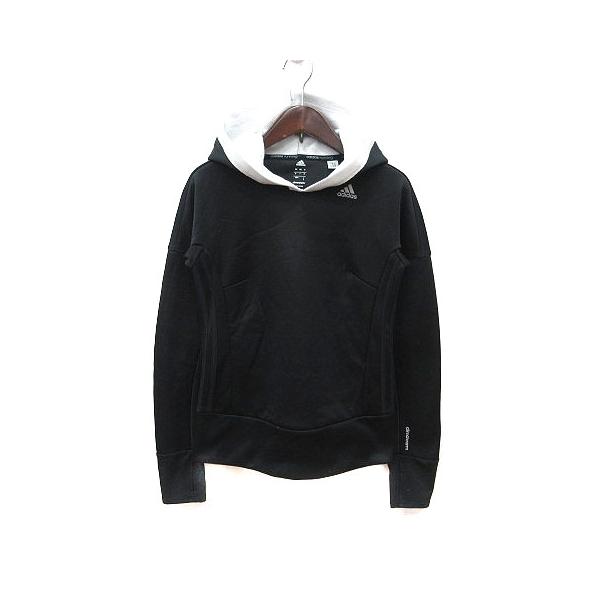 アディダス adidas スポーツウェア ジャージ パーカー プルオーバー ワンポイント ライン 長袖 S 黒 ブラック 白 ホワイト レディース【ブランド】アディダス adidas【表記サイズ】S【実寸サイズ】身幅：約38cm　着丈：約5...