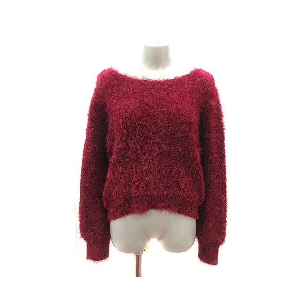 シェトワ Chez toi ニット セーター シャギー ボートネック 長袖 F 赤紫 レッドパープル /MS レディース【ブランド】シェトワ Chez toi【表記サイズ】F【実寸サイズ】身幅：約52cm　着丈：約57cm　ゆき丈：約86c...