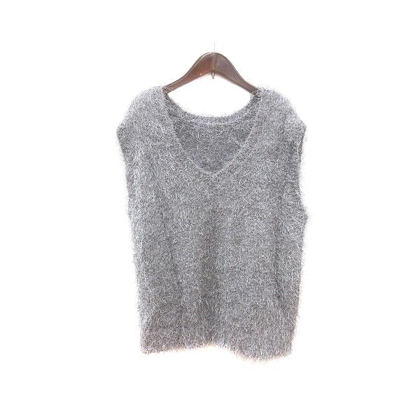 ルルーシュ LELOUCH ニット セーター ノースリーブ シャギー F グレー /MN レディース【表記サイズ】F【実寸サイズ】身幅：約50cm　総丈：約61cm　　【素材】ポリエステル100％【色】グレー【状態】使用感が少なく、かなり状...