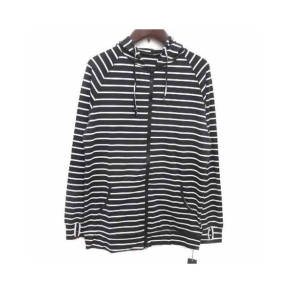 未使用品 カリスエンジェル KHARIS ANGEL パーカー ラッシュガード ジップアップ ボーダー 長袖 L 黒 ブラック 白 /YK レディース【表記サイズ】L【実寸サイズ】身幅：約47cm　着丈：約65.5cm　ゆき丈：約80cm　...