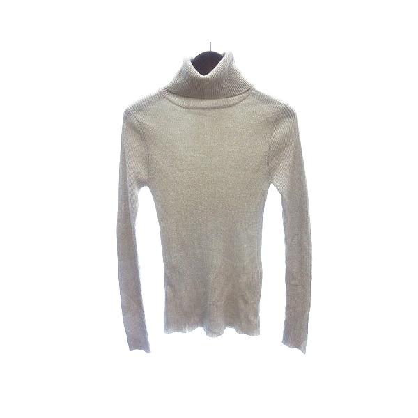 リガードクレッシェンド Regard caressani ニット カットソー タートルネック リブ ラメ 長袖 M ベージュ /AU レディース【表記サイズ】M【実寸サイズ】肩幅：約28cm　身幅：約32cm　着丈：約56cm　袖丈：約59...