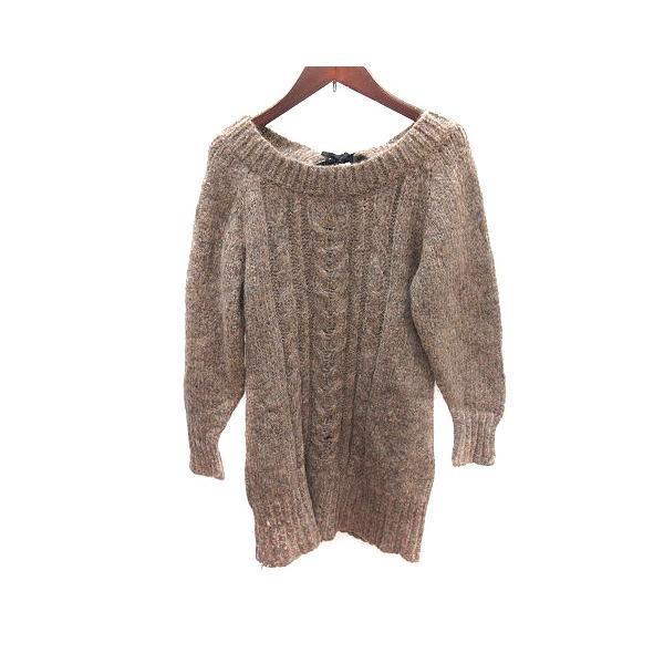 パンセ pense'e ニット ワンピース ミニ リボン ケーブル アルパカ混 モヘヤ混 長袖 38 M 茶 ブラウン /AU レディース【ブランド】パンセ pense'e【表記サイズ】38（日本サイズM程度）【実寸サイズ】身幅：約43cm...