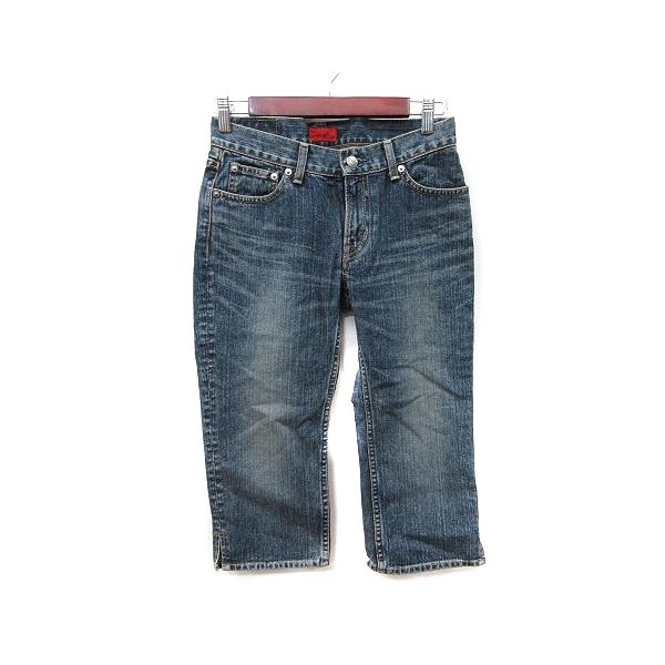 未使用品 アナディス d un a dix クロップドパンツ デニム ジーンズ ダメージ加工 3 M〜L 紺 ネイビー /YI レディース【表記サイズ】3（M〜L）【実寸サイズ】ウエスト：約64cm　もも幅：約22cm　裾幅：約16cm　股...