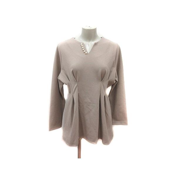 カリスエンジェル KHARIS ANGEL チュニック ペプラム 長袖 L ピンクベージュ /MS レディース【表記サイズ】L【実寸サイズ】肩幅：約36cm　身幅：約47cm　袖丈：約55cm　着丈：約66cm　　【素材】ポリエステル 95...