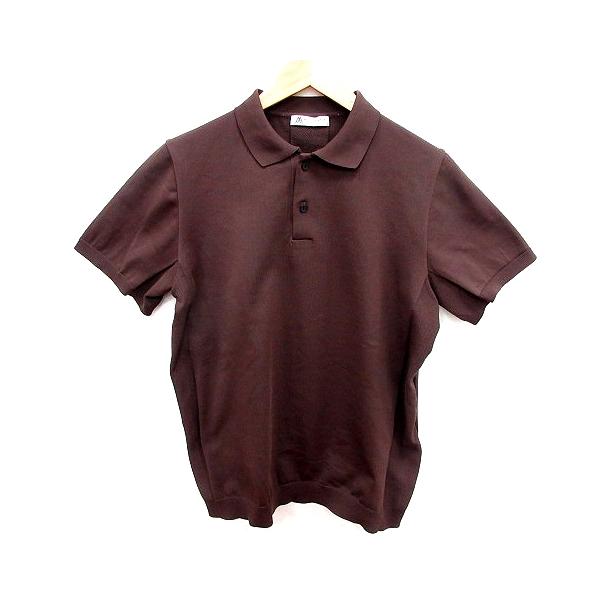 ミツケニット MITSUKE KNIT ポロシャツ 半袖 2 茶 ブラウン /RT メンズ【表記サイズ】2【実寸サイズ】肩幅：約40cm　身幅：約50cm　着丈：約66cm　袖丈：約22cm　　【素材】ポリエステル100％【色】茶【状態】若...