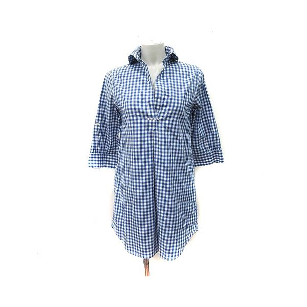 パークラミュー PARC LAMU シャツワンピース ミニ ギンガムチェック 長袖 2 M 青 ブルー /YI レディース【ブランド】パークラミュー PARC LAMU【表記サイズ】2（Mサイズ）【実寸サイズ】肩幅：約41cm　身幅：約47...