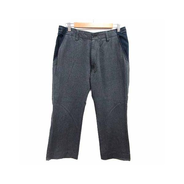 ティノラス MEN'S TENORAS クロップドパンツ ヘリンボーン柄 L グレー 紺 ネイビー /YK メンズ【ブランド】ティノラス MEN'S TENORAS【表記サイズ】L【実寸サイズ】ウエスト：約74cm　もも幅：約27cm　裾幅...