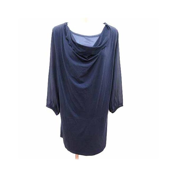 プロシューマー PROSUMER ワンピース ミニ ドレープ シフォン 長袖 L 紺 ネイビー /YK レディース【表記サイズ】L【実寸サイズ】肩幅：約38cm　身幅：約45cm　袖丈：約50cm　総丈：約80cm　　【素材】本体 ポリエス...