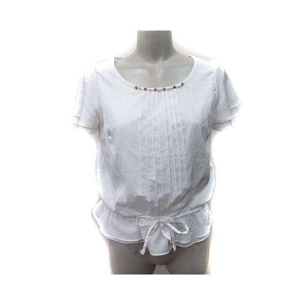 ネット ディ マミーナ NETTO di MAMMINA ブラウス プルオーバー 半袖 切替 シフォン ビジュー 36 S 白 ホワイト /YI レディース【表記サイズ】36（Sサイズ）【実寸サイズ】肩幅：約31cm　身幅：約43cm　着丈...