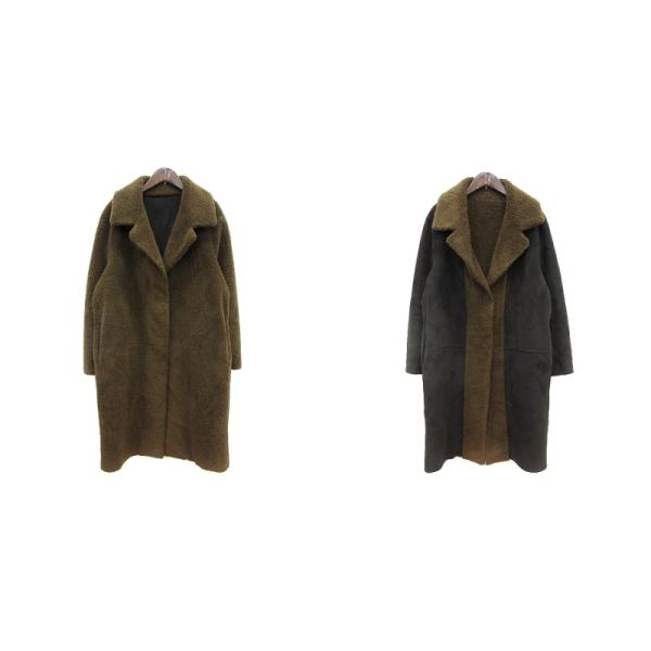 スムーク SMUK チェスターコート ボア フェイクスエード リバーシブル F 茶 ブラウン /MN レディース【表記サイズ】FREE【実寸サイズ】身幅：約54cm　着丈：約99cm　ゆき丈：約84cm　　【素材】表側 ポリエステル100％...