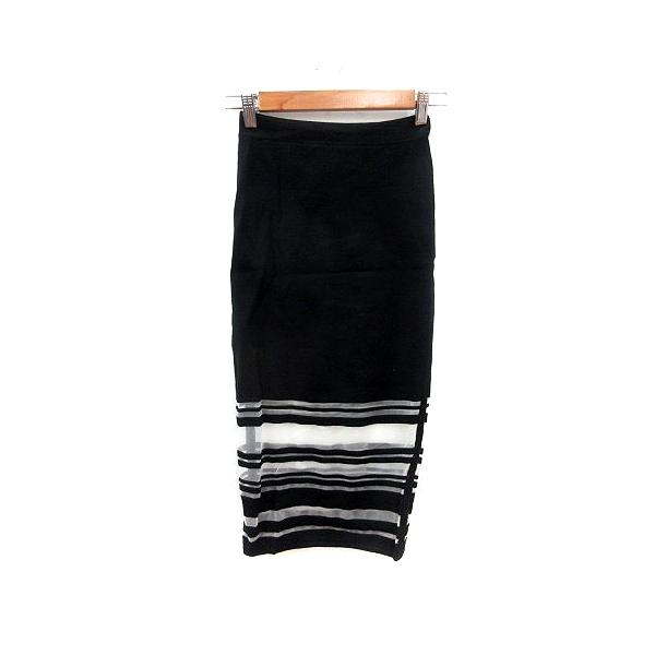 ミリー milly タイトスカート ニット ミモレ ロング ボーダー 切替 シアー P 黒 ブラック /MN レディース【ブランド】ミリー milly【表記サイズ】P（日本サイズS相当）【実寸サイズ】ウエスト：約54cm　ヒップ：約68cm...