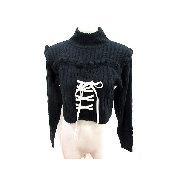 ハニーミーハニー HONEY MI HONEY ニット セーター ハイネック 長袖 F 黒 ブラック /RT レディース【ブランド】ハニーミーハニー HONEY MI HONEY【表記サイズ】F【実寸サイズ】肩幅：約40cm　身幅：約42c...