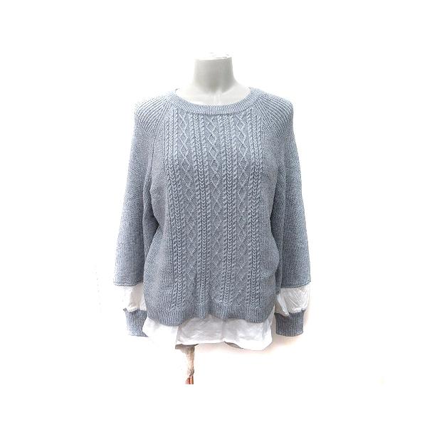 ジーンズファクトリークローズ JEANS FACTORY Clothes ニット セーター 切替 長袖 F グレー 白 ホワイト /YI レディース【表記サイズ】F（フリーサイズ）【実寸サイズ】身幅：約50cm　着丈：約57cm　ゆき丈：約...