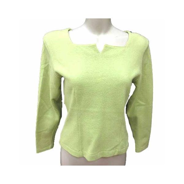 OFELIA ニット セーター スクエアネック ウール 9 M 黄緑 ライトグリーン /YK ●RY レディース【表記サイズ】9（日本サイズM程度）【実寸サイズ】肩幅：約39cm　身幅：約44.5cm　着丈：約50cm　袖丈：約53.5cm...