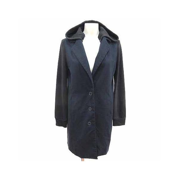 キュレーター CURATOR チェスターコート 総裏地 フード 38 M 紺 ネイビー 黒 ブラック /YK ●RY レディース【表記サイズ】38（日本サイズM程度）【実寸サイズ】肩幅：約37cm　身幅：約46cm　袖丈：約60cm　着丈：...