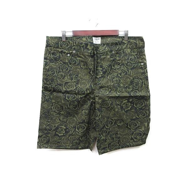 未使用品 ケネディ KENNEDY ショートパンツ ハーフ 花柄 36 緑 カーキ /YI ●RY メンズ【表記サイズ】36【実寸サイズ】ウエスト：約72cm　もも幅：約30cm　裾幅：約27cm　股上：約26cm　股下：約26cm　　【素...
