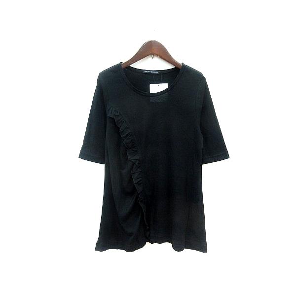 未使用品 エムビールーカスカシェット MBルーカスカシェット カットソー クルーネック 五分袖 フリル 2 M 黒 ブラック レディース【ブランド】エムビールーカスカシェット MBルーカスカシェット MB LUCAS cachette【表記...