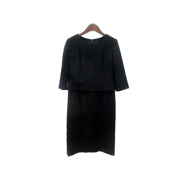 東京イギン TOKYO IGIN ブラックフォーマル ワンピース ミモレ ロング 七分袖 11AR 黒 ブラック /MN レディース【表記サイズ】11AR（日本サイズL相当）【実寸サイズ】肩幅：約35cm　身幅：約45cm　袖丈：約40cm...