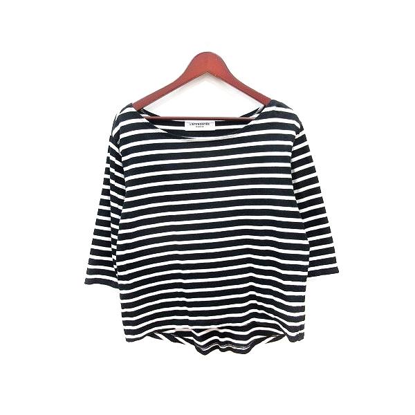 レフロンテ L'EFFRONTEE カットソー Tシャツ クルーネック ボーダー 長袖 黒 ブラック /MN レディース【表記サイズ】サイズ表記なし(実寸サイズをご覧ください)【実寸サイズ】肩幅：約45cm　身幅：約50cm　着丈：約60c...