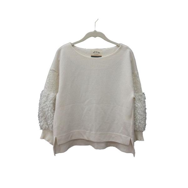 ドールアップウップス doll up oops ニット カットソー ボートネック レース ボア プリーツ 長袖 38 白 ホワイト /MS レディース【ブランド】ドールアップウップス doll up oops【表記サイズ】38（日本サイズM...