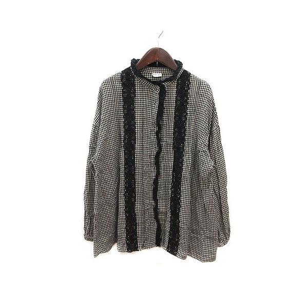 サマンサモスモス SM2 エシカルクラフツ ETHICAL CRAFTS シャツ レース ギンガムチェック 長袖 F 黒 ブラック ライトベージュ /MS レディース【ブランド】サマンサモスモス SM2【表記サイズ】F【実寸サイズ】身幅：約...