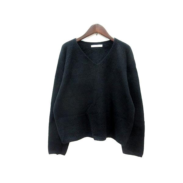 sof+ ニット セーター 長袖 黒 ブラック /MN レディース【表記サイズ】サイズ表記なし(実寸サイズをご覧ください)【実寸サイズ】身幅：約54cm　着丈：約56cm　ゆき丈：約80cm　　【素材】ラクーン25％ フォックス25％ ウー...