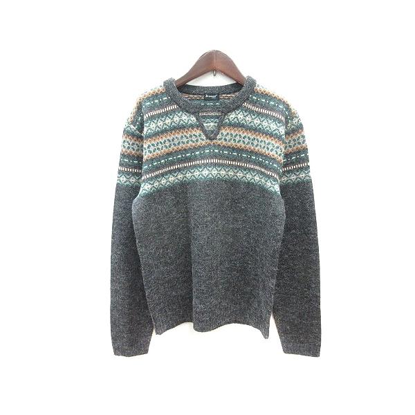 ドモン DOMON HOMME ニット セーター 総柄 長袖 グレー /MN メンズ【ブランド】ドモン DOMON【表記サイズ】サイズ表記なし(実寸サイズをご覧ください)【実寸サイズ】肩幅：約42cm　身幅：約50cm　着丈：約62cm　袖...