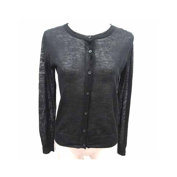 未使用品 Flow and Fixture カーディガン ニット 長袖 麻 リネン M 黒 ブラック /YK ●RY レディース【表記サイズ】M【実寸サイズ】肩幅：約37cm　身幅：約45cm　着丈：約48cm　袖丈：約60.5cm　　【素...